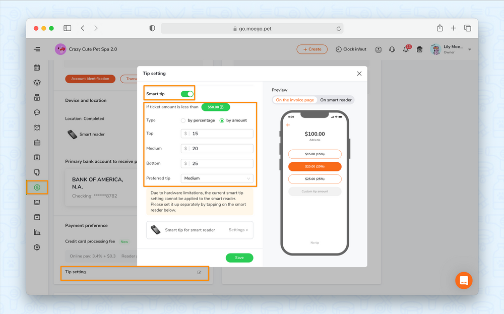MoeGo Smart Tip - Boost Your Tip with Fully-Customized Tipping Options