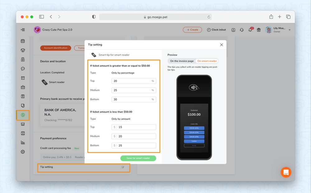 MoeGo Smart Tip - Boost Your Tip with Fully-Customized Tipping Options