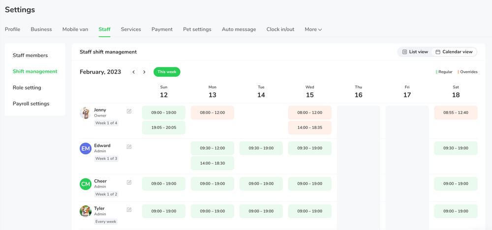 Staff Shift Management