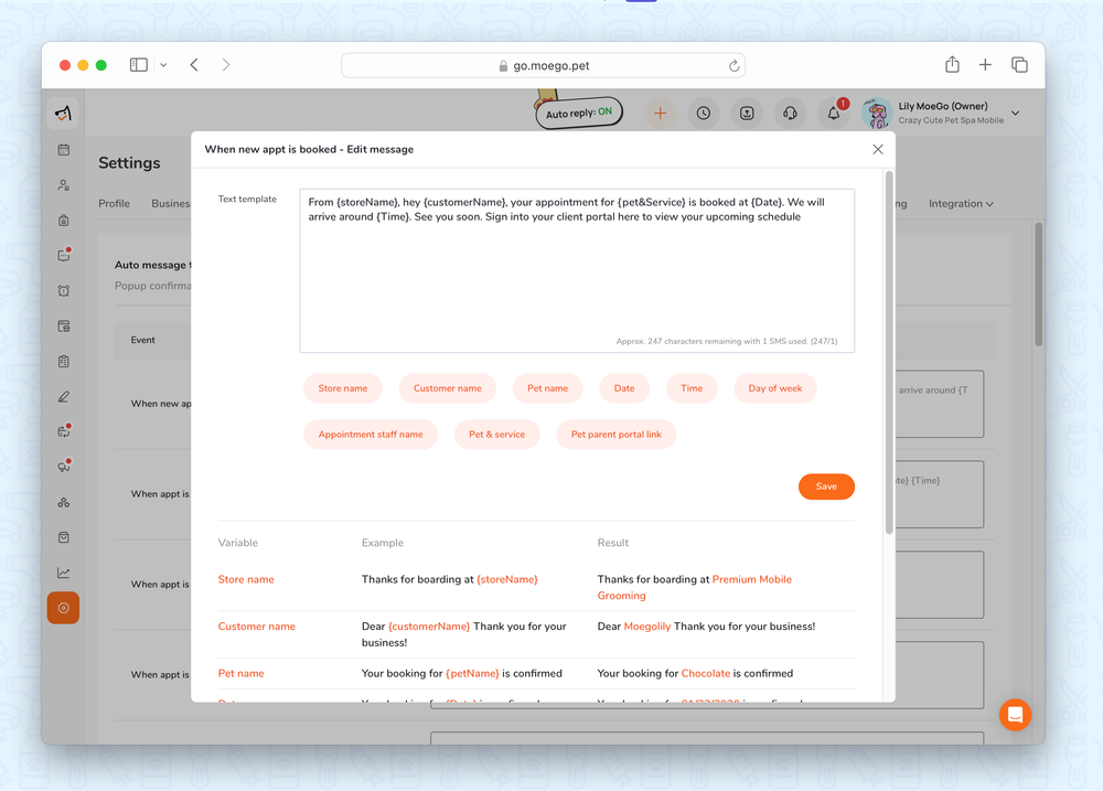 Set up auto messages, reminders, and replies