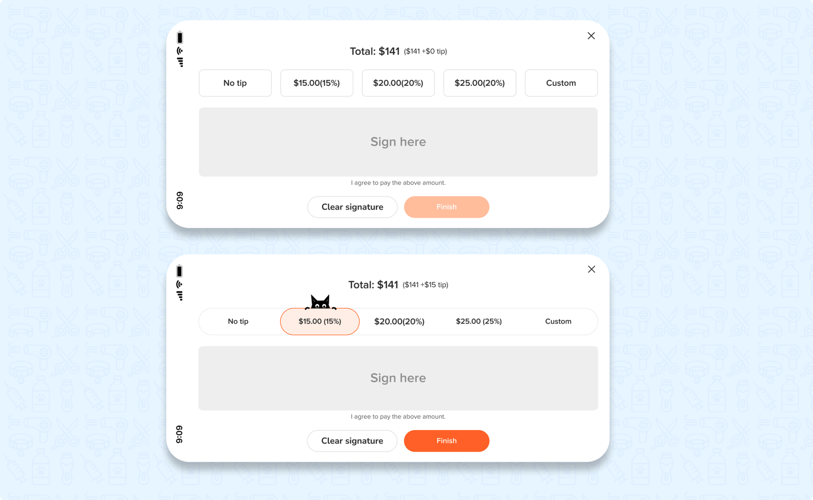 MoeGo Pay - Signature on Tipping Screen
