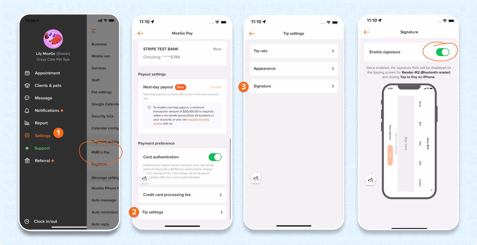 MoeGo Pay - Signature on Tipping Screen