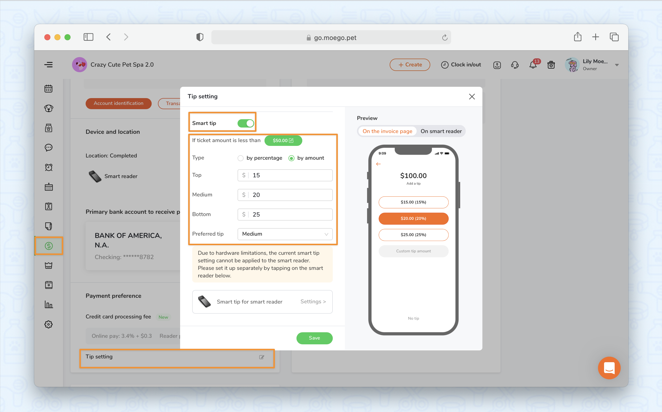 MoeGo Smart Tip - Boost Your Tip with Fully-Customized Tipping Options