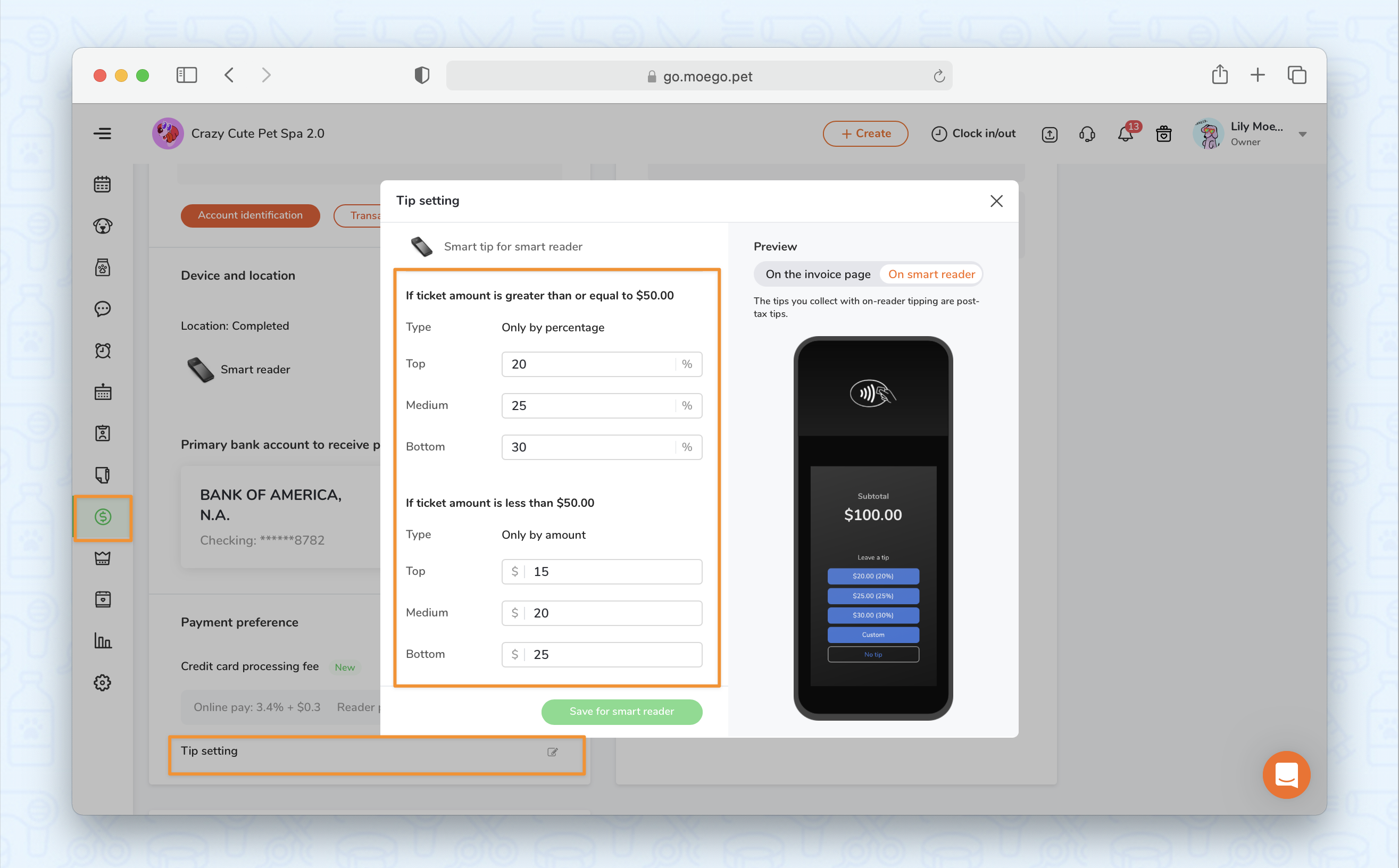 MoeGo Smart Tip - Boost Your Tip with Fully-Customized Tipping Options