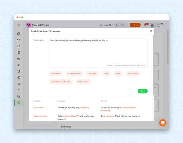 Ready for pick up message
