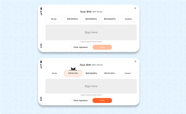MoeGo Pay - Signature on Tipping Screen