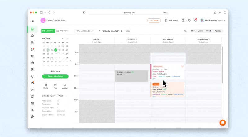 Reschedule appointments