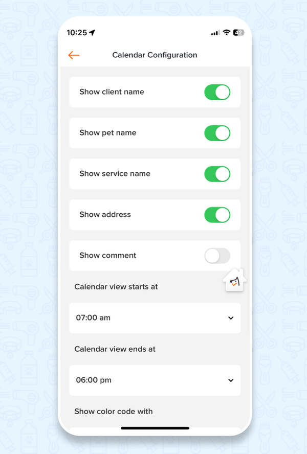 Calendar view configuration