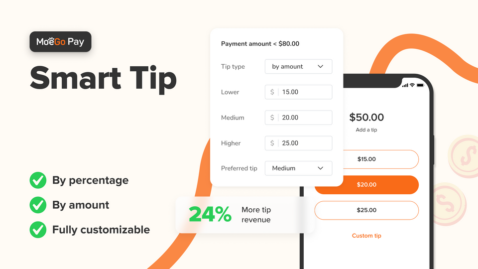 MoeGo Smart Tip - Boost Your Tip with Fully-Customized Tipping Options